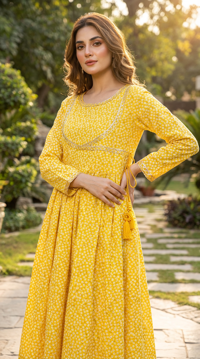 Yellow Angrakha Style Maxi – Frocky