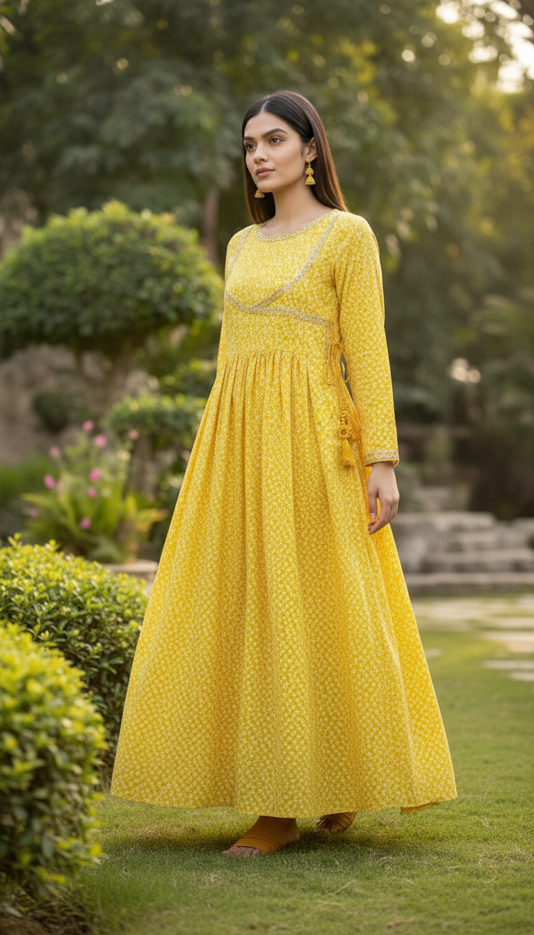 Yellow Angrakha Style Maxi – Frocky